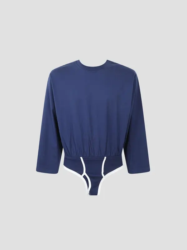 JEAN PAUL GAULTIER Long Sleeve Twisted Bodysuit - Navy