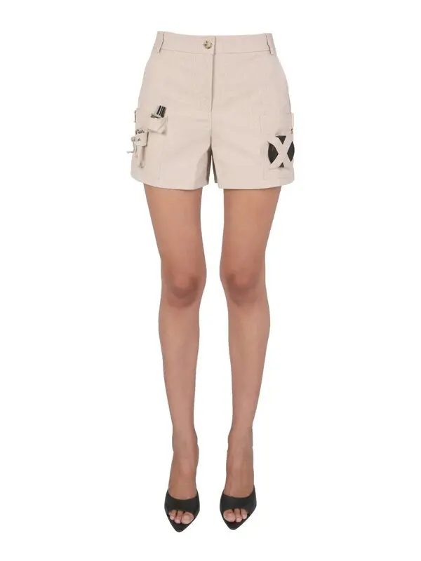 Moschino Safari Essential Kit Cotton Gabardine Bermuda Shorts - Beige