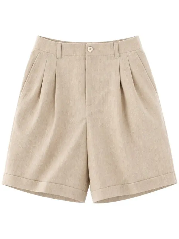Jacquemus Pleated Cotton Shorts - Beige
