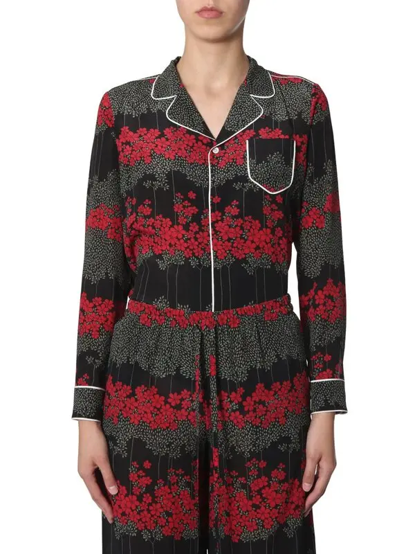 Red Valentino Silk Shirt With Dreaming Peony Print