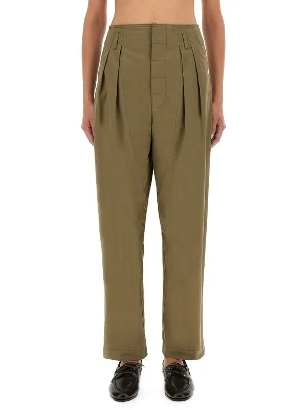 Moschino Pleated Cotton Pants - Green