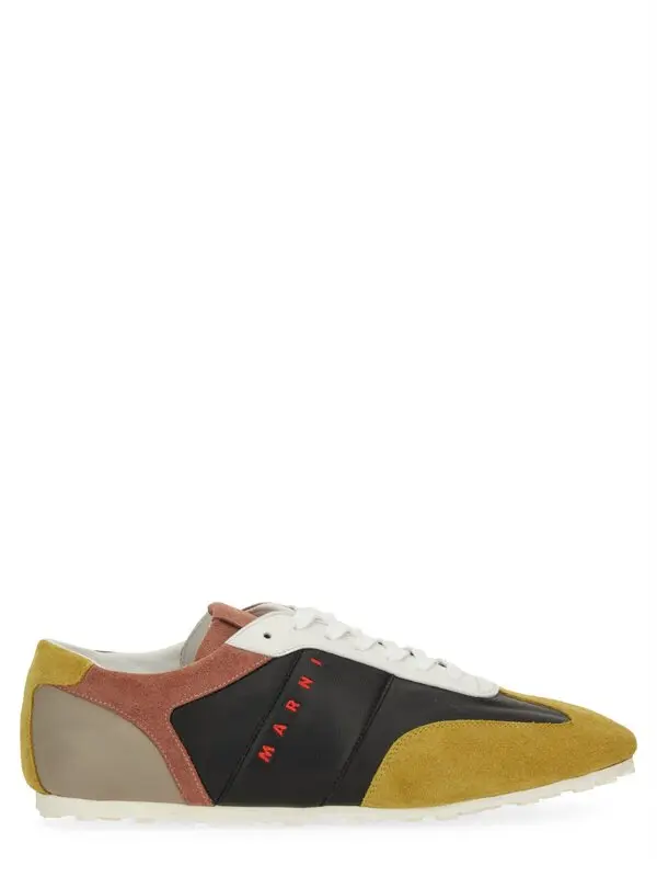 Marni Lace-up Leather And Suede Sneakers