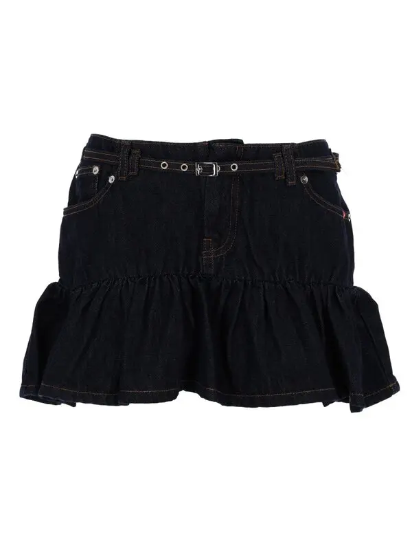 AMISH SUPPLIES Mini Skirt With Belted Waist - Denim