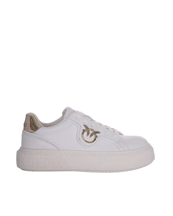 Pinko Platform Sneakers With Logo Detailing - Bianco
