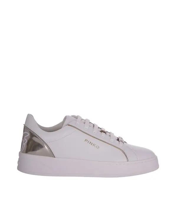 Pinko Low-top Leather Sneakers With Metallic Heel Detail