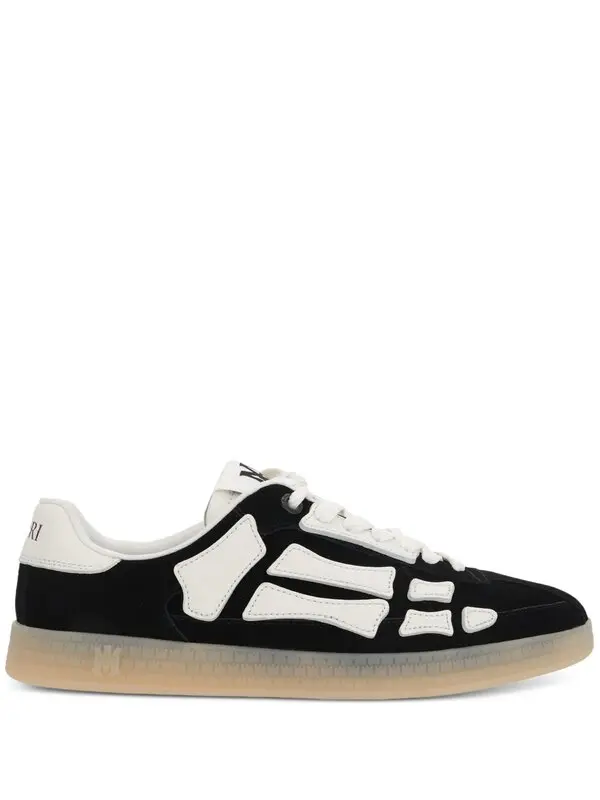 Amiri Suede Low Top Sneakers With Motif Detailing - Black