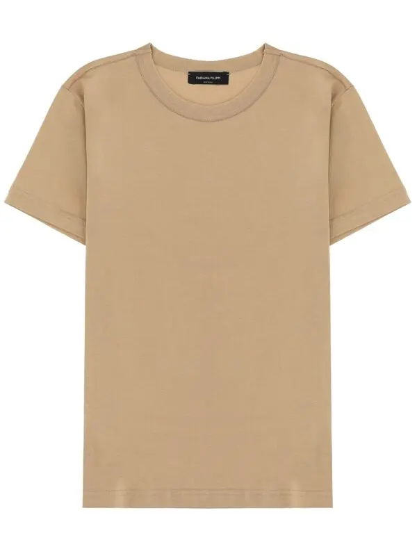 Fabiana Filippi Cotton Crewneck T-shirt - Beige