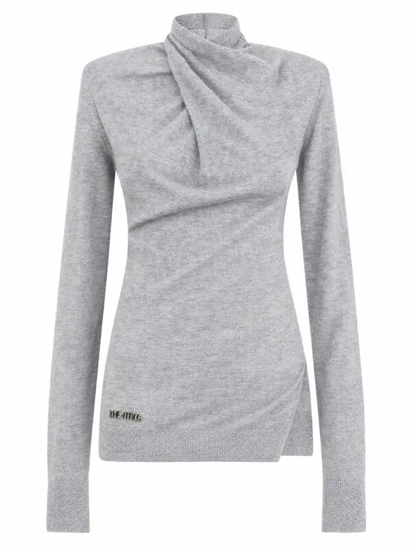 Attico Wool Golf Top With Draped Neckline