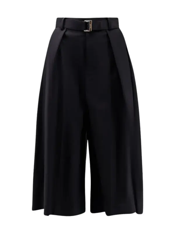 Sacai Wool Blend Bermuda Shorts With Belt - Black