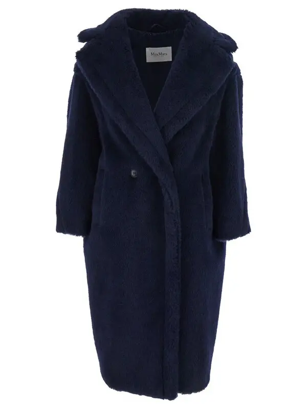 Max Mara Oversized Cocoon Coat With Horn Buttons - Blue