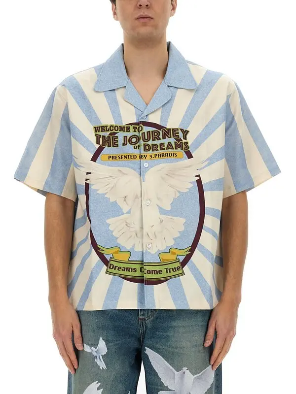 3.PARADIS Journey Of Dreams Printed Short-sleeve Shirt - Blue