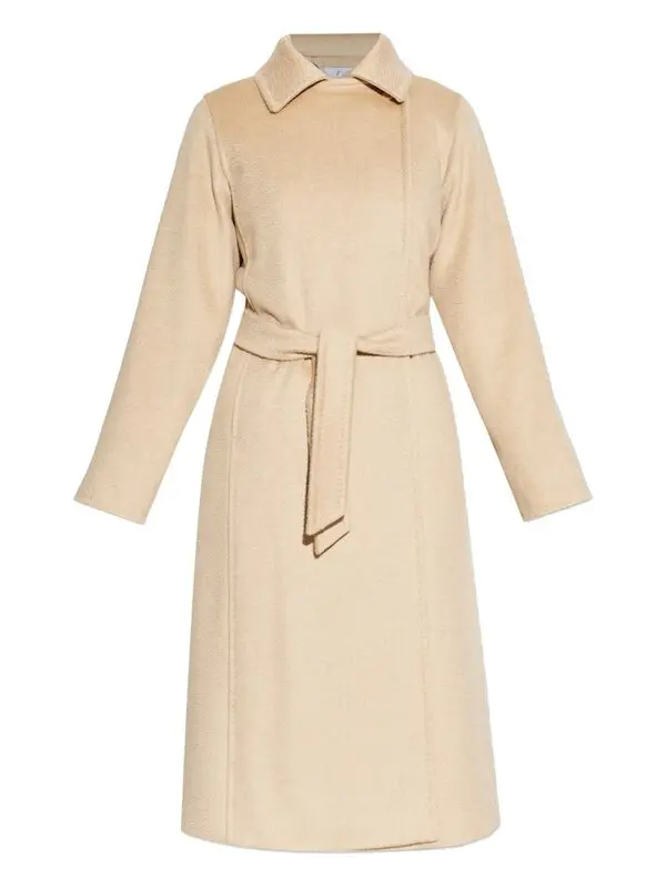 Max Mara Camel Wool Belted Jacket - Beige