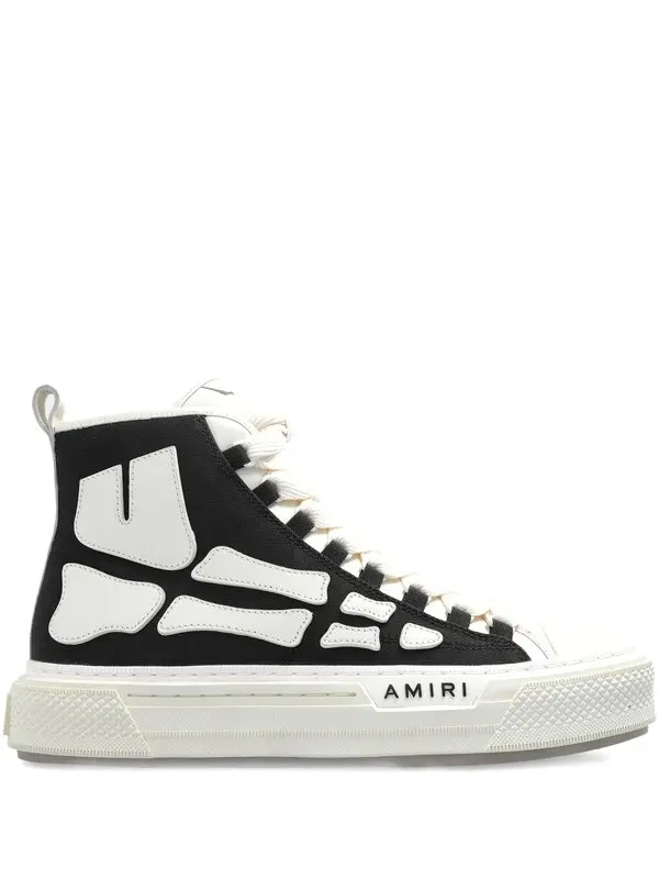 Amiri Premium Leather High Top Sneakers With Bone Detailing - Nero