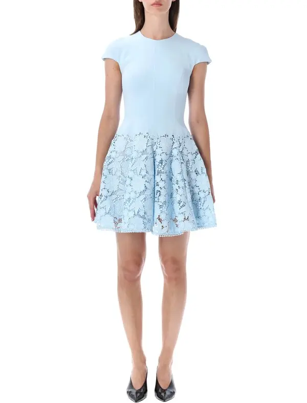 SELF-PORTRAIT Mini Dress With Eyelet Detailing - Blue