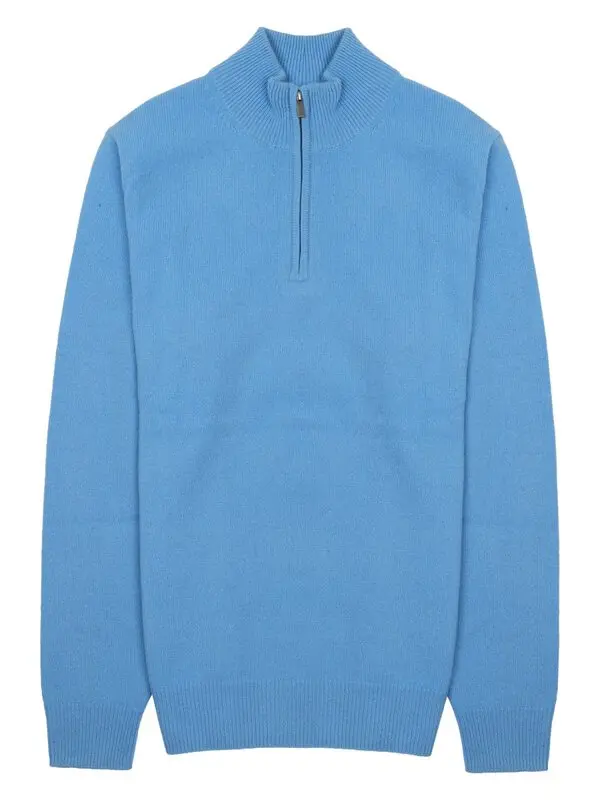 MC2 SAINT BARTH Classic Quarter-zip Lambswool Pullover - Blue