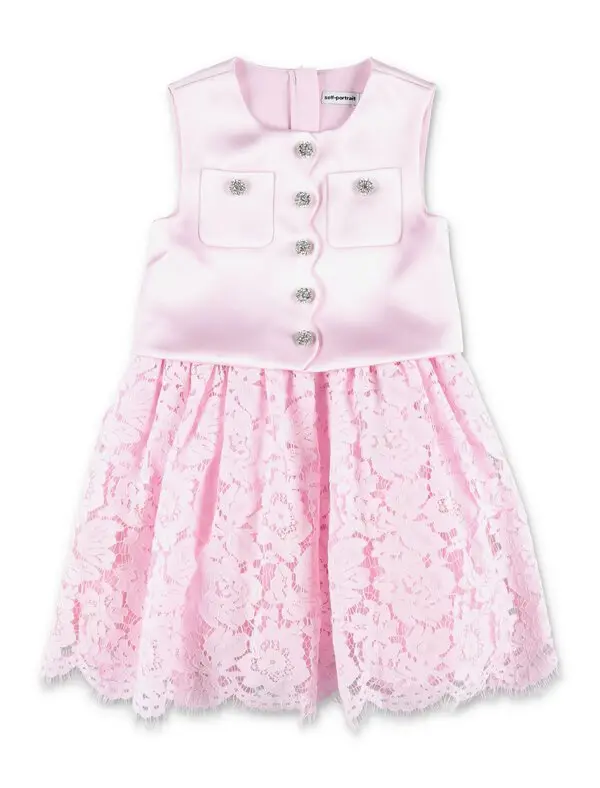 SELF-PORTRAIT Pink Lace Floral Mini Dress - Rosa
