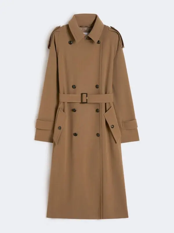 Max Mara Tailored Fit Virgin Wool Trench Coat - Brown