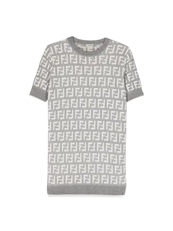 Fendi Ff Monogram Knit Mini Dress - Grey