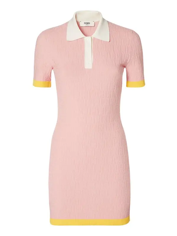 Fendi Ff" Motif Knit Dress - Pink