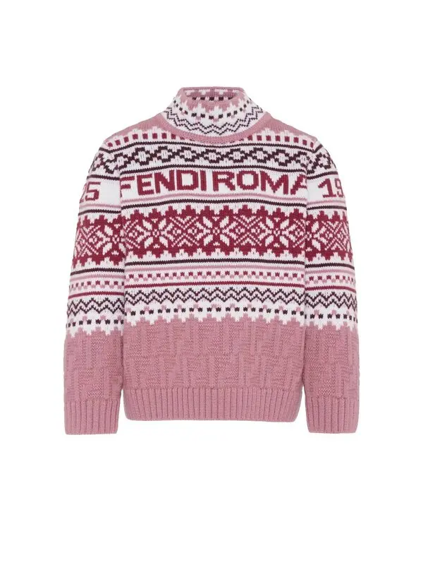 Fendi Fair Isle Knit Turtleneck Sweater - Pink