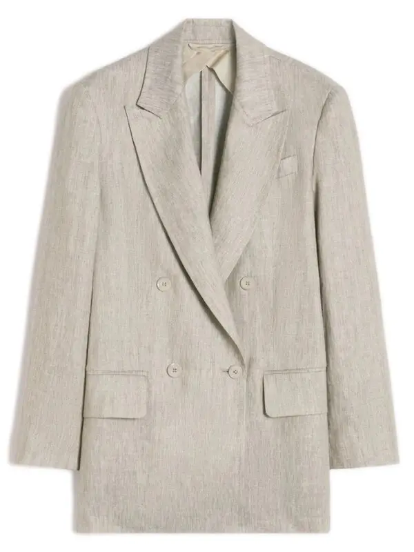 Max Mara Double-breasted Linen Twill Blazer - Beige