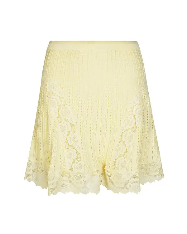 SELF-PORTRAIT Lace Trimmed Mini Skirt - Yellow