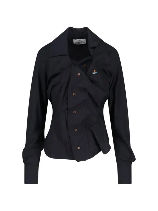 VIVIENNE WESTWOOD Draped Cotton Shirt - Black