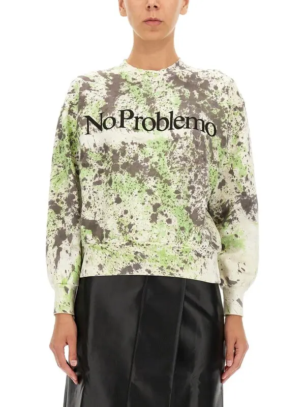 Aries No Problemo" Printed Cotton Sweatshirt - Multicolour