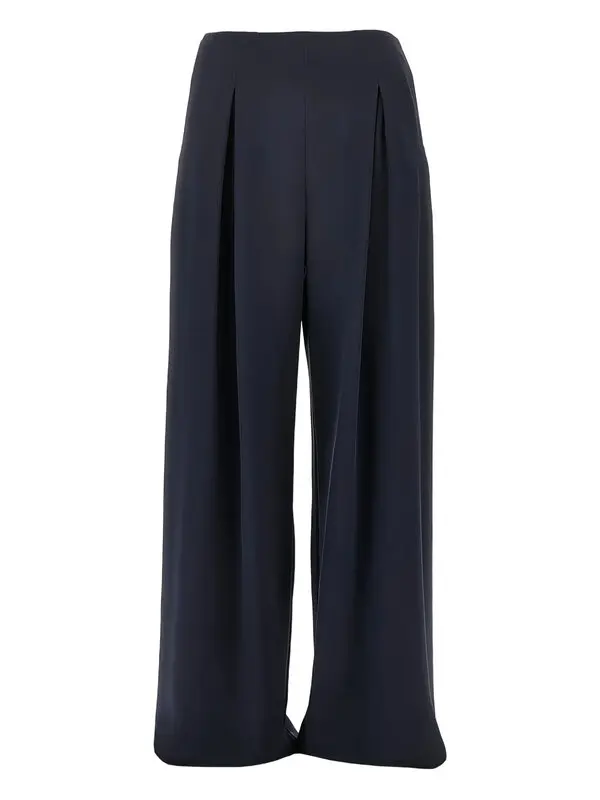 Max Mara Silk Palude Wide Leg Pants - Navy