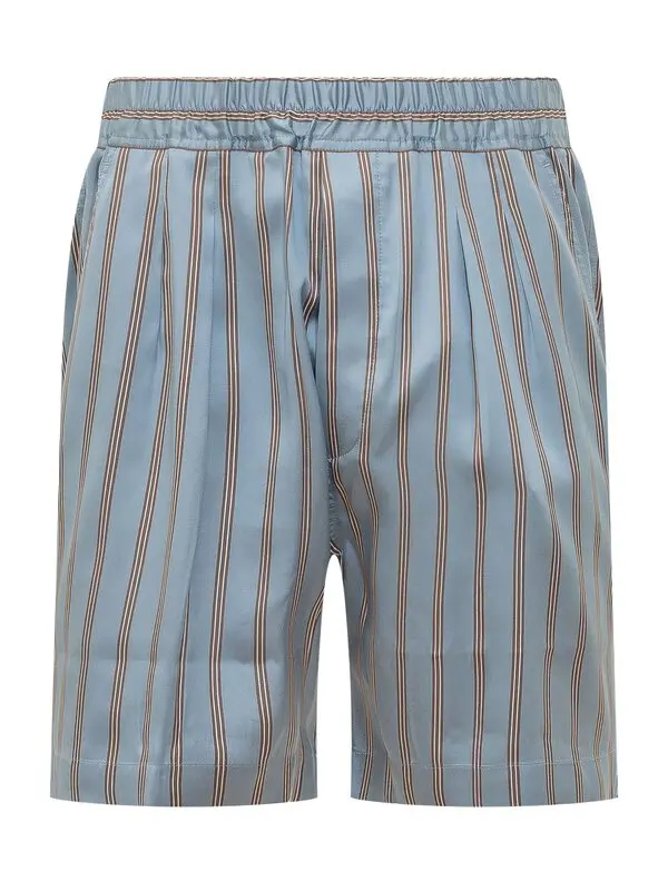TOM FORD Silk Lounge Shorts With Buffalo Horn Button Detail - Blue Multicolor