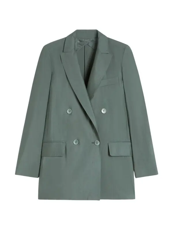 Max Mara Double-breasted Wool And Silk Blazer - Green