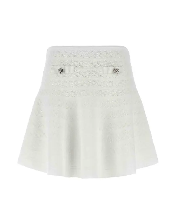 SELF-PORTRAIT Textured Mini Skirt With Embellished Bow Detail