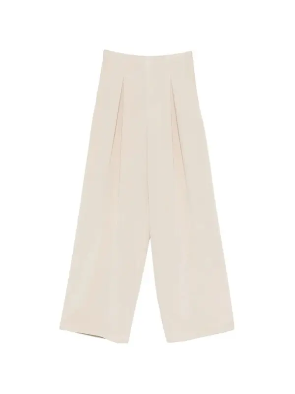 Max Mara Palude Pleated Silk-blend Wide-leg Pants - Beige