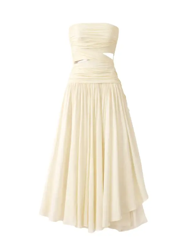 SELF-PORTRAIT Off-the-shoulder Midi Dress With Cutouts - Yellow