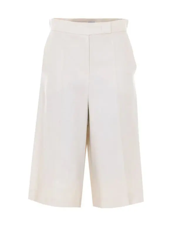 Max Mara Knee-length Linen Shorts With Rear Welt Pockets - Beige