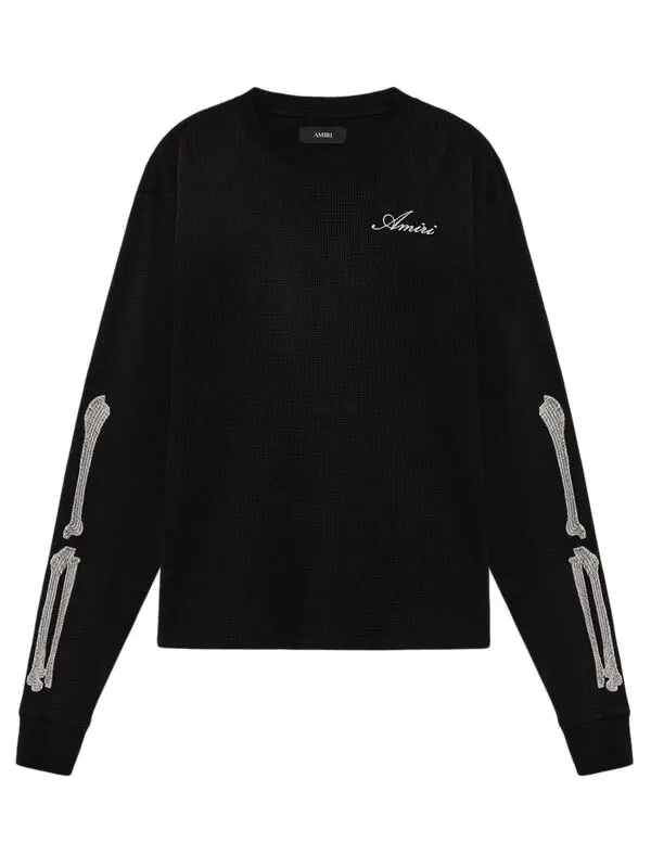 Amiri Long Sleeve Embroidered Bones Motif T-shirt - Black