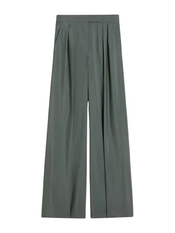 Max Mara Wool And Silk Blend Wide-leg Trousers - Green