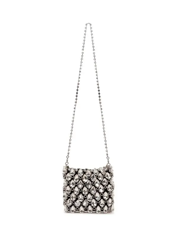 SELF-PORTRAIT Embellished Mini Shoulder Bag With Chain Detail - Silver