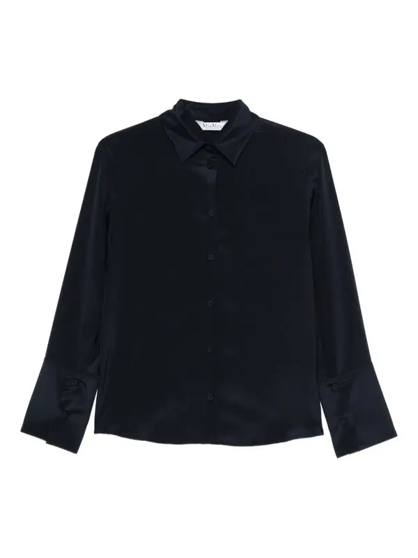 Max Mara Silk Button-up Shirt - Navy