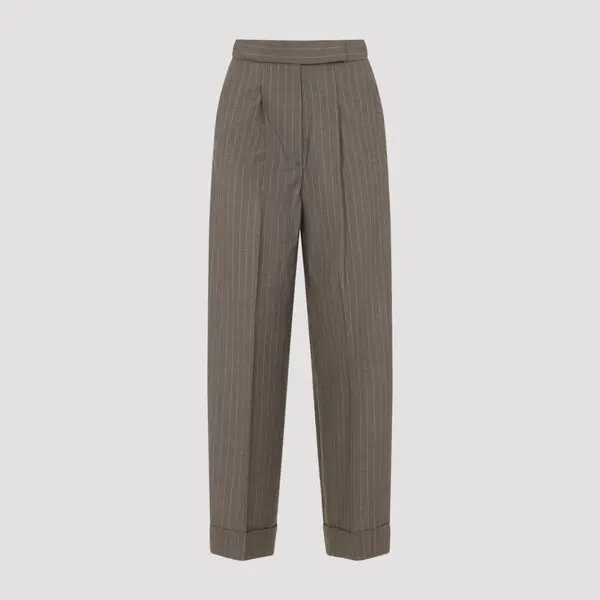 Max Mara Pinstripe Wool Pants - Brown