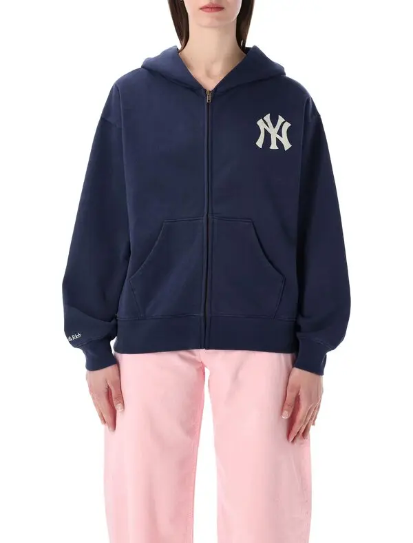 SPORTY & RICH Ny" Logo Zip Hoodie