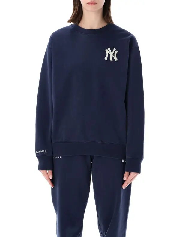 SPORTY & RICH Crewneck Sweatshirt With Logo Detail - Blue