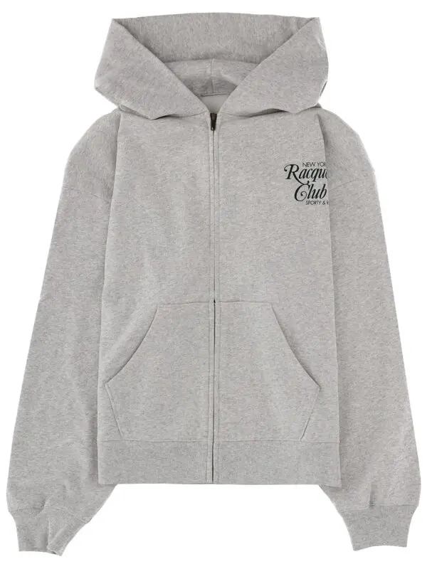 SPORTY & RICH Oversized Cotton Full-zip Hoodie - Grey