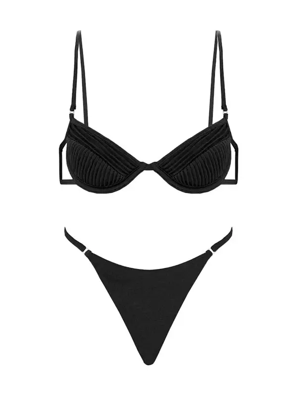 SELIA RICHWOOD Ruched Bikini Set - Black
