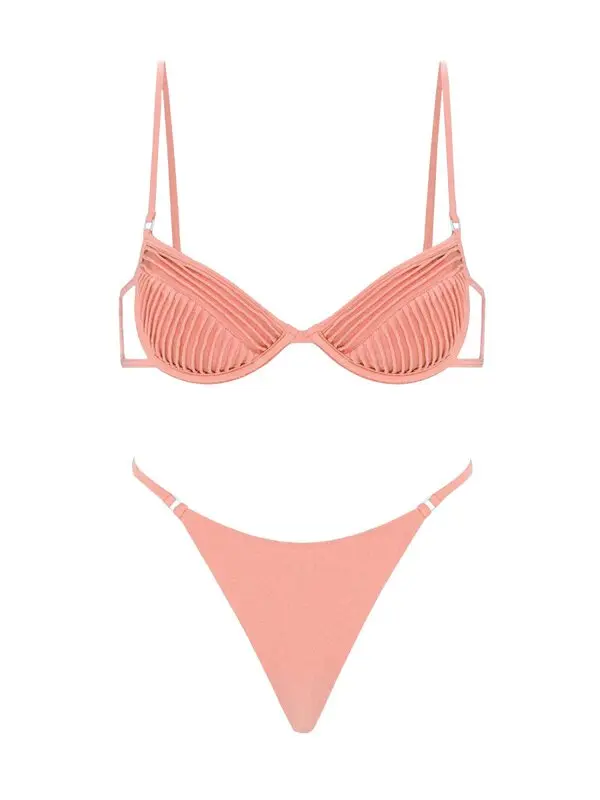 SELIA RICHWOOD Pleated Triangle Bikini Set - Pink
