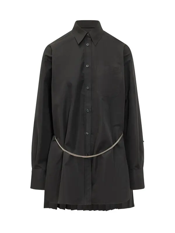 Sportmax Mini Casacca With Belt And Pleated Hem - Nero