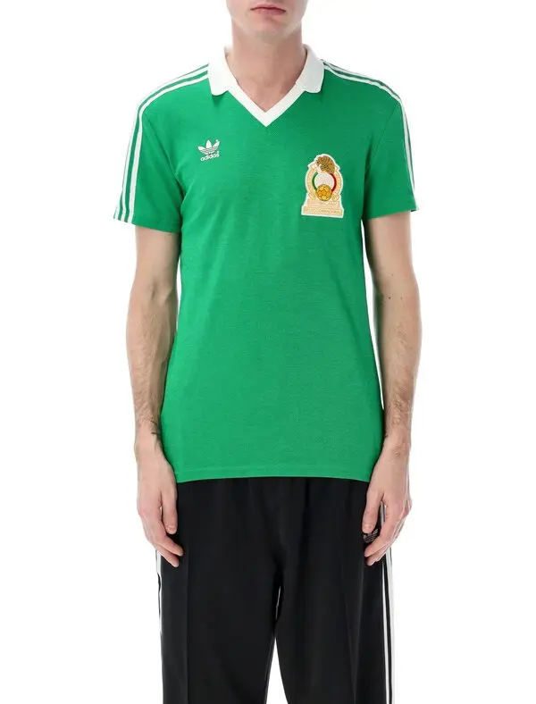 ADIDAS ORIGINALS Retro-inspired V-neck Home T-shirt Slim Fit, Size - Green