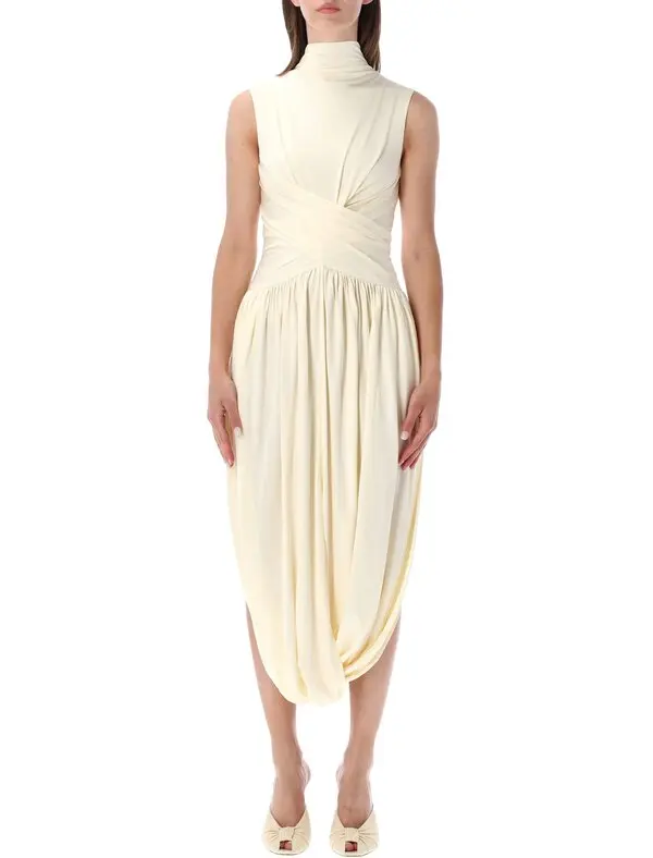 SELF-PORTRAIT Sculptural Elegance Midi Dress - Giallo