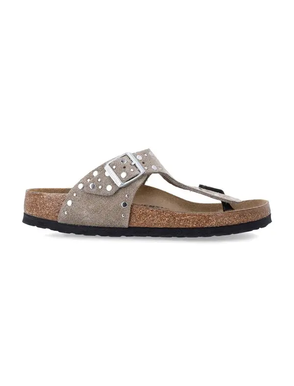 BIRKENSTOCK Modern Thong Sandals With Decorative Rivets - Beige