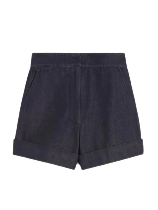 Max Mara High-waisted Tailored Shorts With Turned-up Hem - Blue